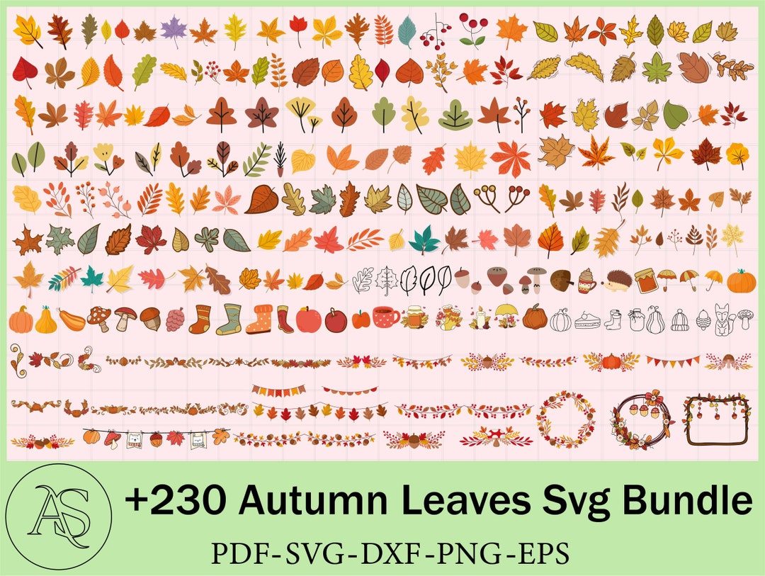 230 Fall Leaves Svg, Fall Svg, Fall Leaf Svg Bundle, Fall Png, Dxf ...