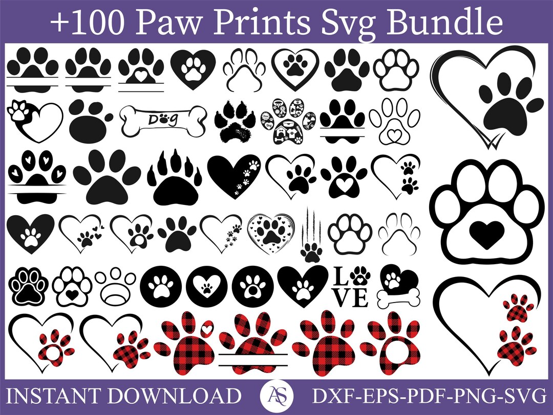 Paw Print Svg Bundle, Paw Heart Svg, Dog Paw Svg, Paw Svg, Dog Mom Svg ...