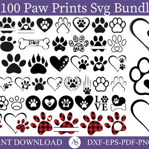 Paw Print Svg Bundle, Paw Heart Svg, Dog Paw Svg, Paw Svg, Dog Mom Svg ...