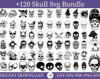Skull Svg Bundle, Skull Png Files, Sugar Skulls Svg, Skull PNG Bundle ...