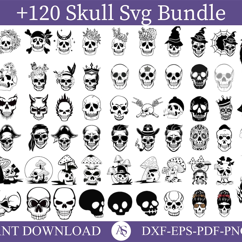 Skull Svg - Etsy