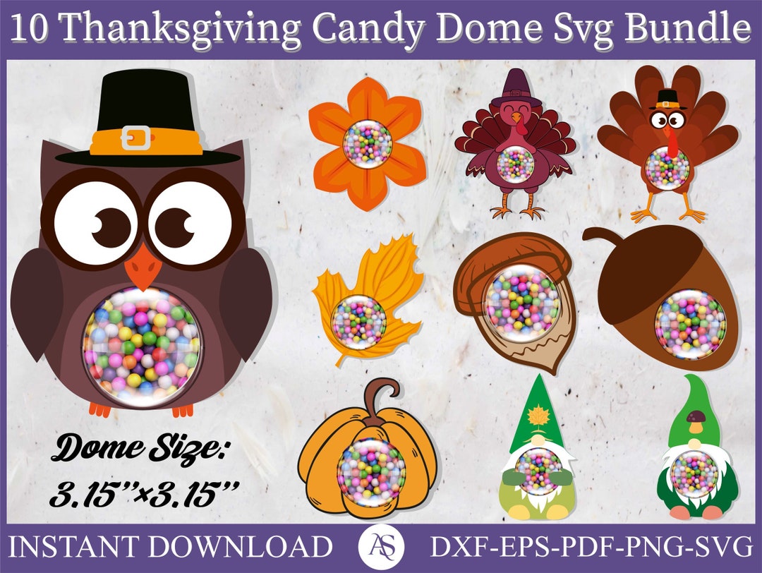 10 Turkey Candy Dome SVG, Candy Ornaments SVG, Thanksgiving Party Favor ...