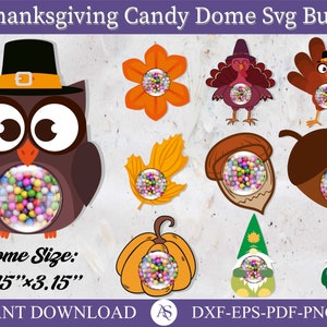 10 Turkey Candy Dome SVG, Candy Ornaments SVG, Thanksgiving Party Favor ...