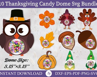 Turkey Candy Dome SVG, Candy Ornaments SVG, Thanksgiving Party Favor ...