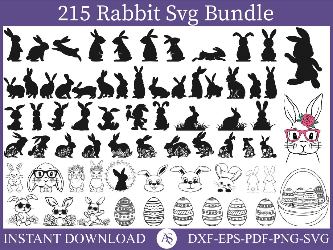 Rabbit SVG Bundle, Bunny Shape SVG , Rabbit Clipart, Rabbit SVG Cut ...