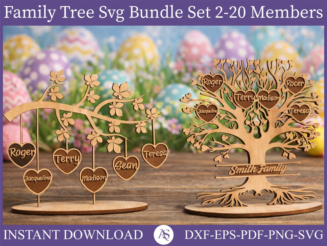 Tree of Life Stand With Family Members Svg Cut File, Wooden Decorative ...