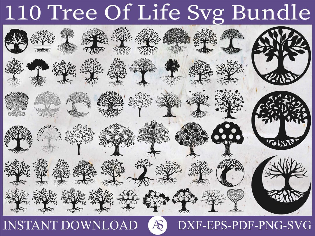 Tree of Life Svg Bundle, Tree Silhouette Svg Bundle, Tree Laser Cut Svg ...