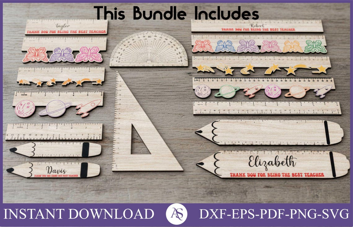 Laser Cut Ruler Bundle, Inches and Centimeters, Horizontal Ruler ...