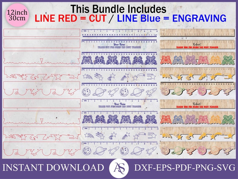 Laser Cut Ruler Bundle, Inches and Centimeters, Horizontal Ruler ...