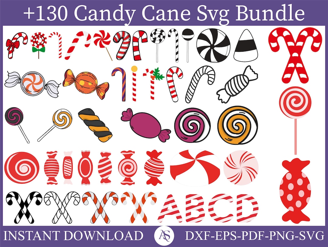 Candy Cane SVG, Candy Canes Clipart, Candy Cane With Bow, Christmas SVG ...