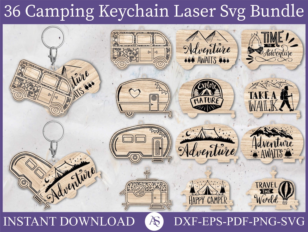 Bundle Camping Keychains Svg ,motorhome Wooden Keyring Svg ,caravan ...
