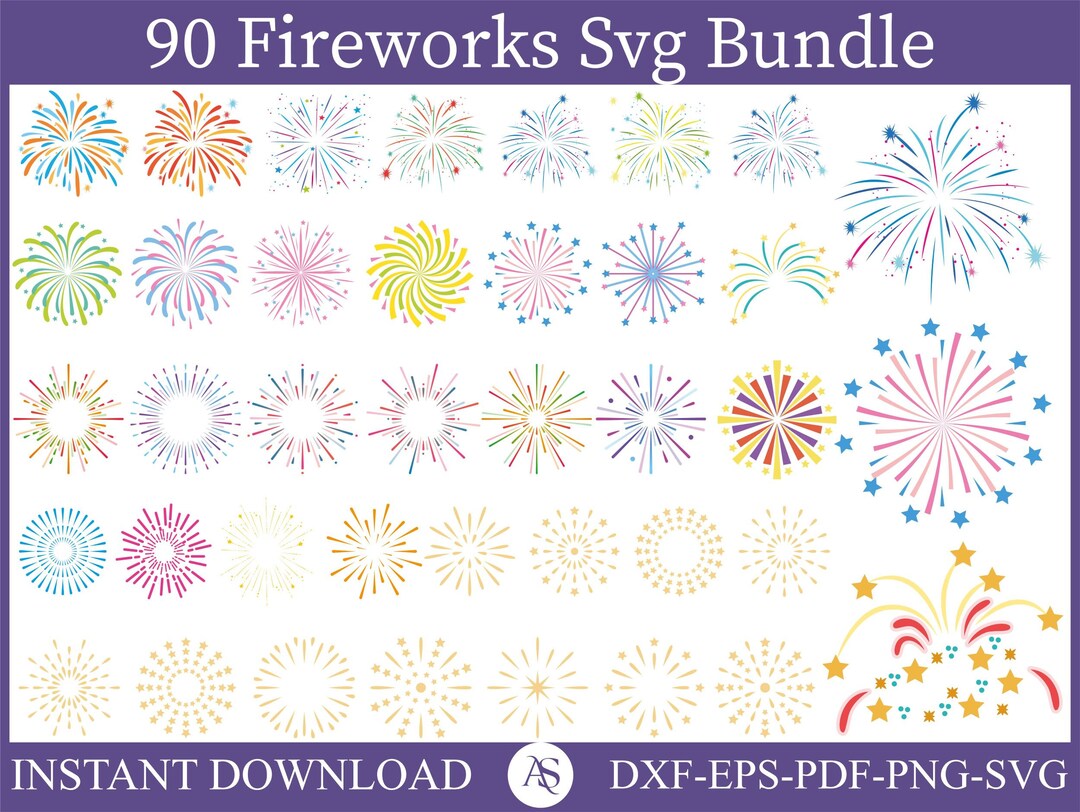 Christmas Fireworks SVG Bundle, New Year Fireworks, Silhouette, 4th of ...