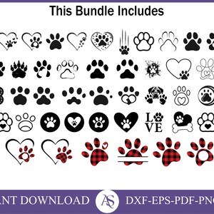 Paw Print Svg Bundle, Paw Heart Svg, Dog Paw Svg, Paw Svg, Dog Mom Svg ...