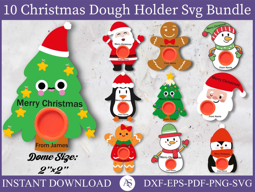 10 Printable Christmas Dough Holder, Christmas Gift Without Candy for ...