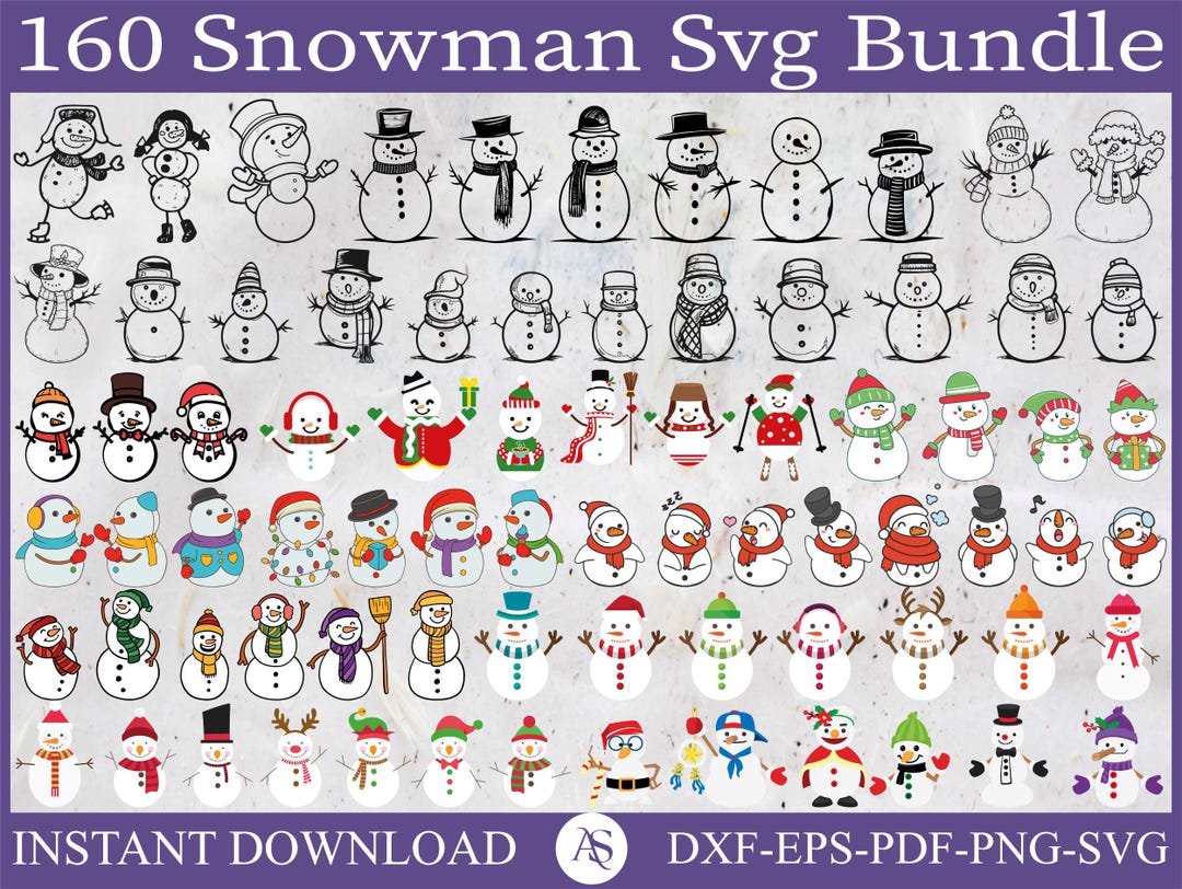 Snowman Svg Bundle Clipart, Winter Christmas Cute Snowman Png Vector ...