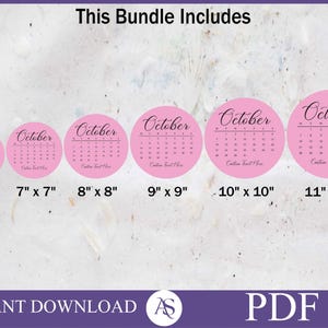 Burn Away Cake Topper Calendar Template, Custom Round Cake Topper, 2025 ...