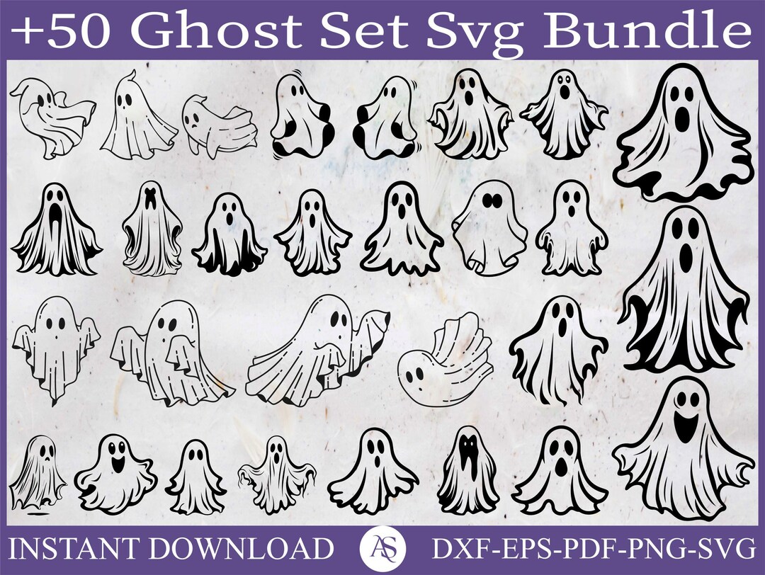 Ghost Bundle Svg, Cute Ghost Clipart, Spooky Season Svg, Ghost Outline ...