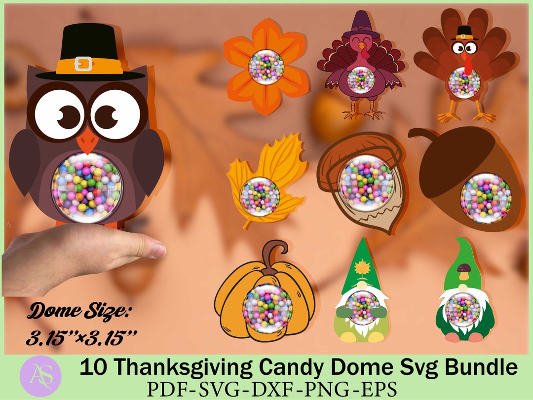 10 Turkey Candy Dome SVG, Candy Ornaments SVG, Thanksgiving Party Favor ...