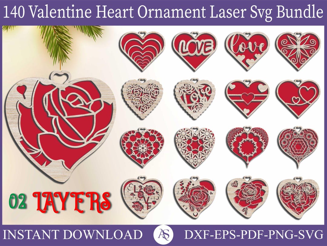 Hearts Valentine's Day Laser Cut, 140 Different Design ,laser Cut File ...