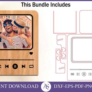 3D Personalized song plaque photo frames bundle, custom spotify playlist, music picture frame ...