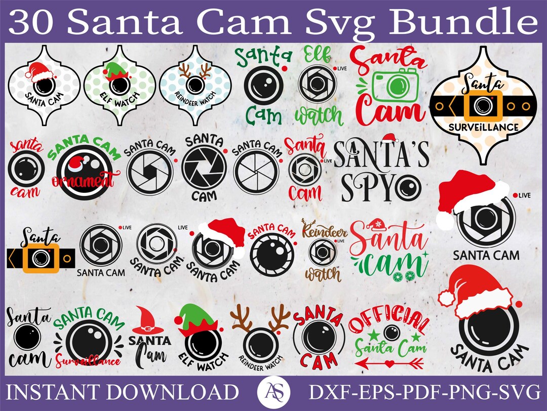 30 Santa Cam Svg Bundle, Santa Cam Svg, Elf Cam Svg, Reindeer Cam Svg ...