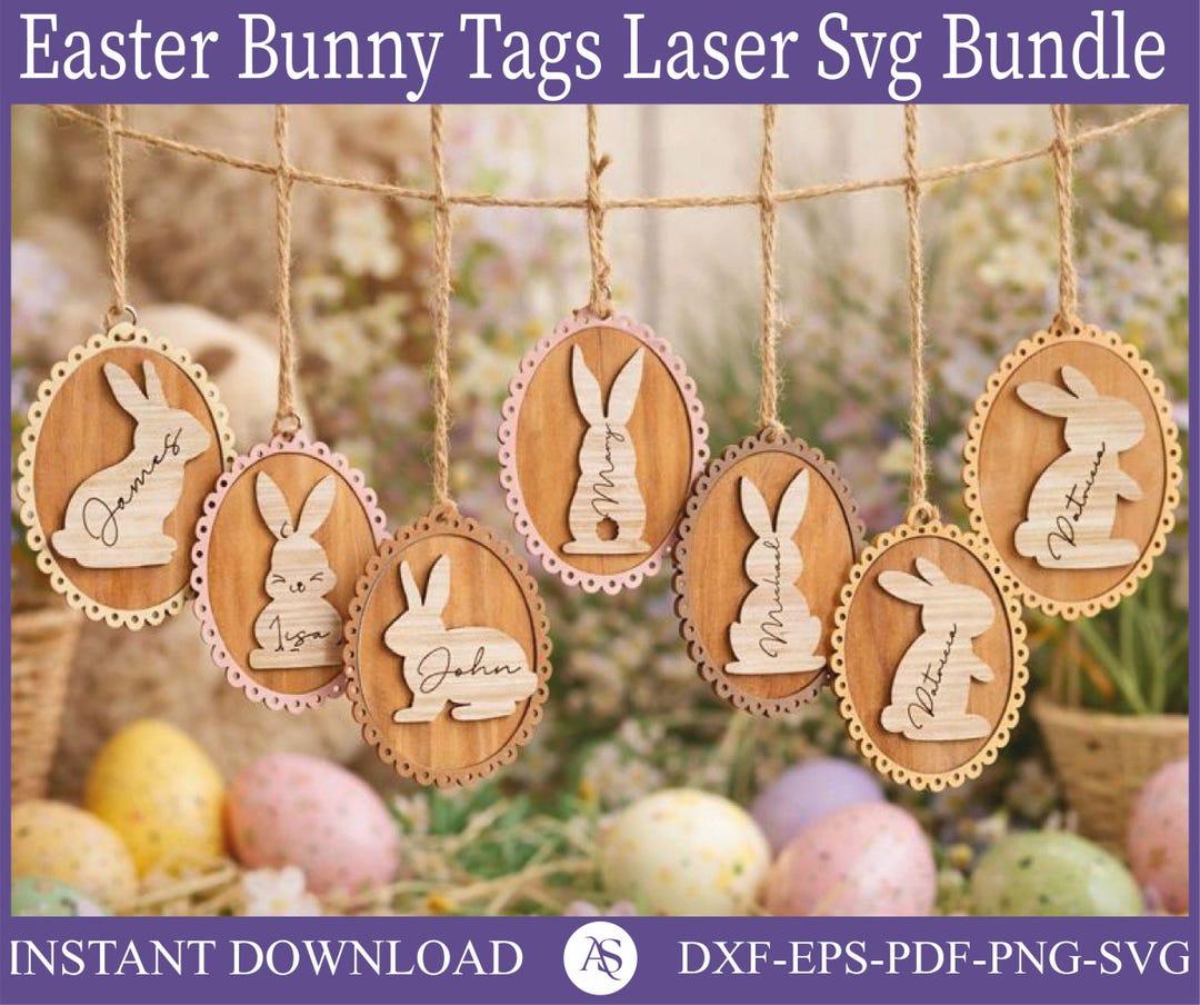 Easter Bunny Spring Gift Tag SVG, Laser Cut File SVG, Easter Basket ...