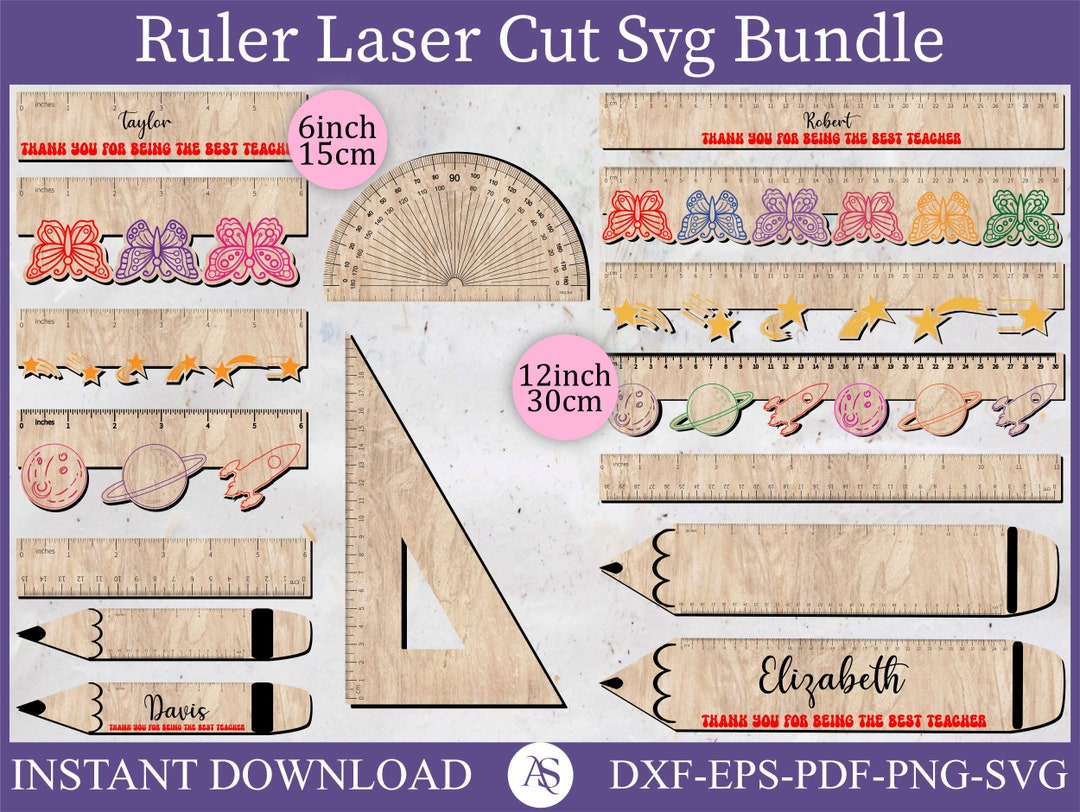 Laser Cut Ruler Bundle, Inches and Centimeters, Horizontal Ruler ...