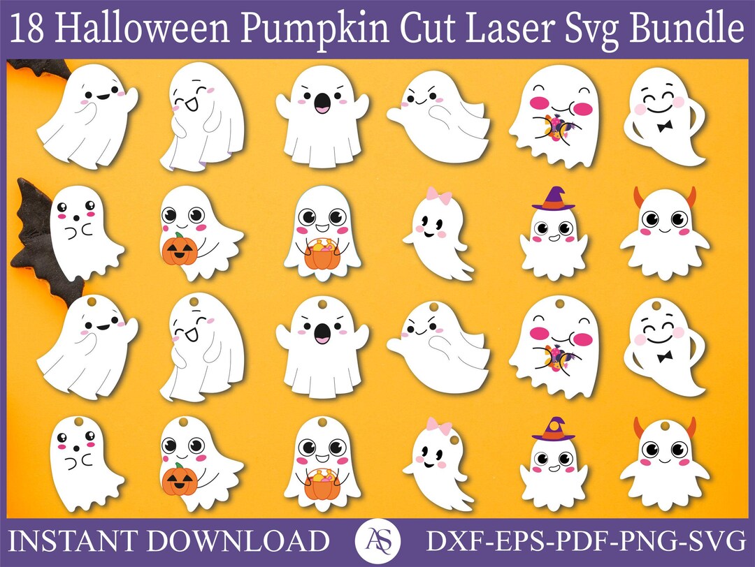 Cute Ghosts Bundle SVG, Halloween Svg, Ghost Bundle Svg, Halloween ...
