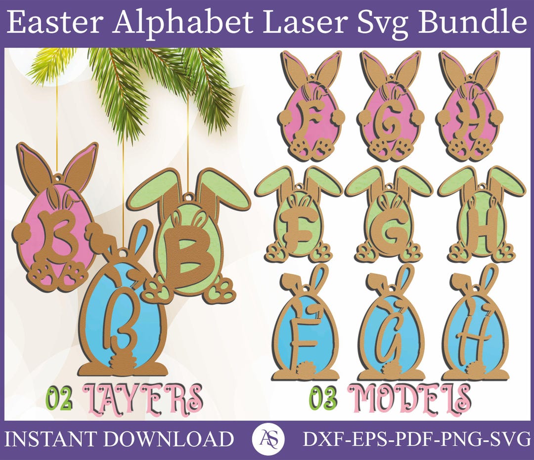 Easter Name Tag SVG for Glowforge, Bunny Letter Svg, Silhouette ...