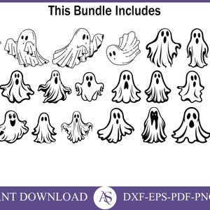 50 Ghost Bundle Svg, Ghost Svg, Halloween Svg, Cute Ghost Svg, Ghost ...