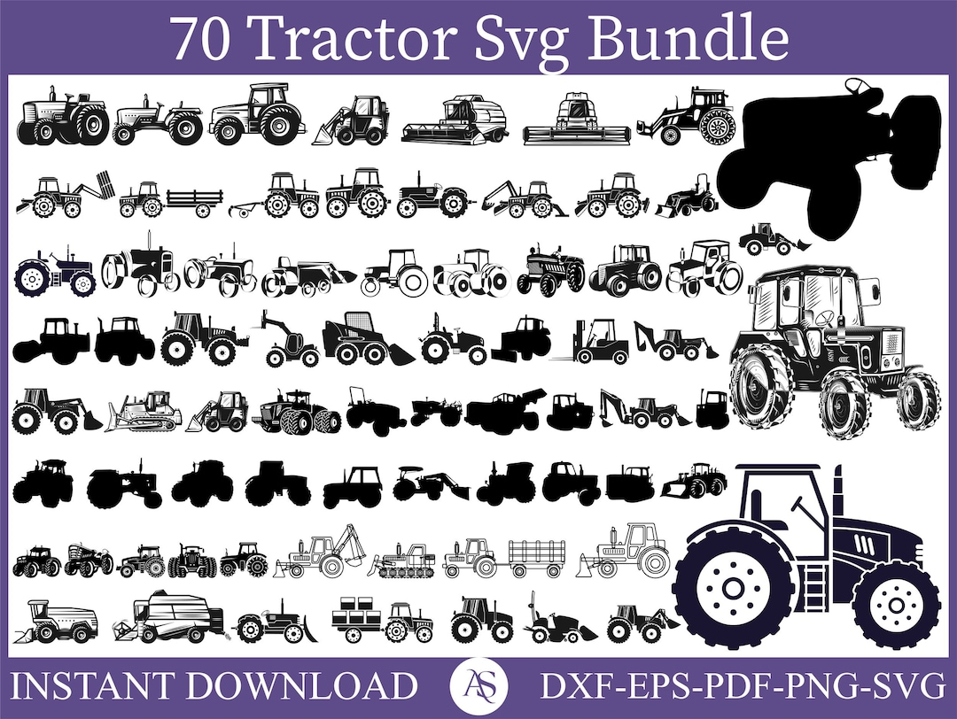 70 Tractors SVG Bundle, Tractors Silhouette Svg, Tractors Vector ...