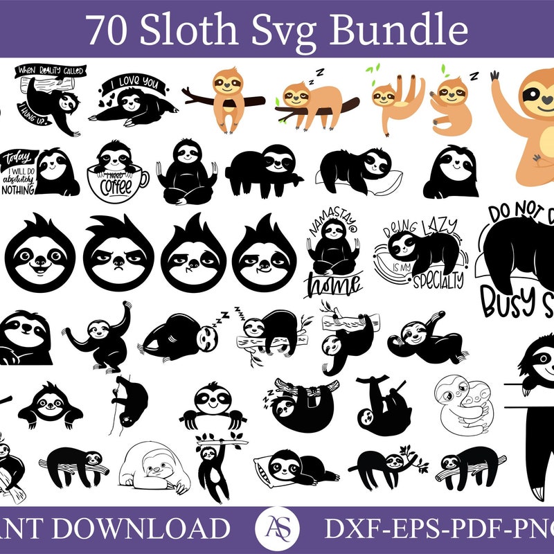Sloth Svg - Etsy