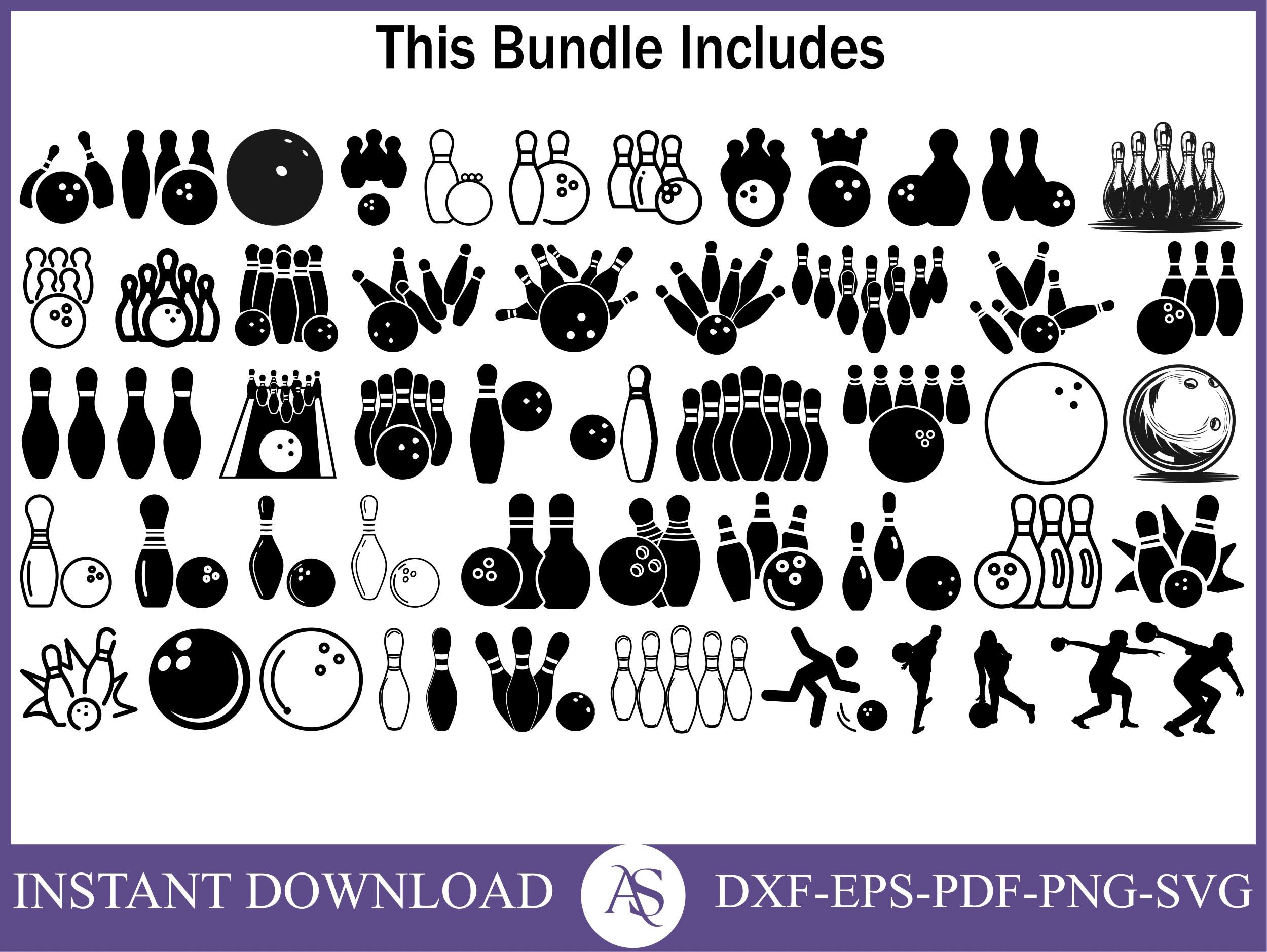 80 Bowling SVG Bundle Bowling PNG Bundle Bowling Clipart - Etsy