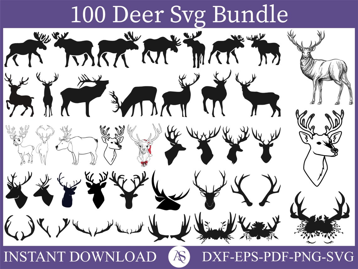100 Deer SVG Bundle Deer Hunting SVG Deer Png Deer Vector - Etsy