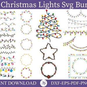 Christmas Lights SVG, String, Seamless, Party, Christmas, DXF, Cutting ...