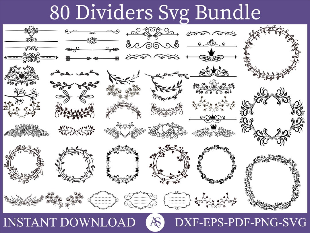 Decorative Lines SVG Bundle, PNG, Floral Ornaments Svg, Floral Svg ...