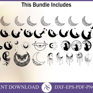 Moon SVG Bundle, Floral Moon Svg, Mystic Celestial Svg, Moon and Stars ...