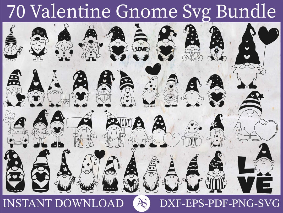 Valentine Gnomes Svg Bundle, Love Svg Bundle, Cricut, Cartoon, Hear Svg ...