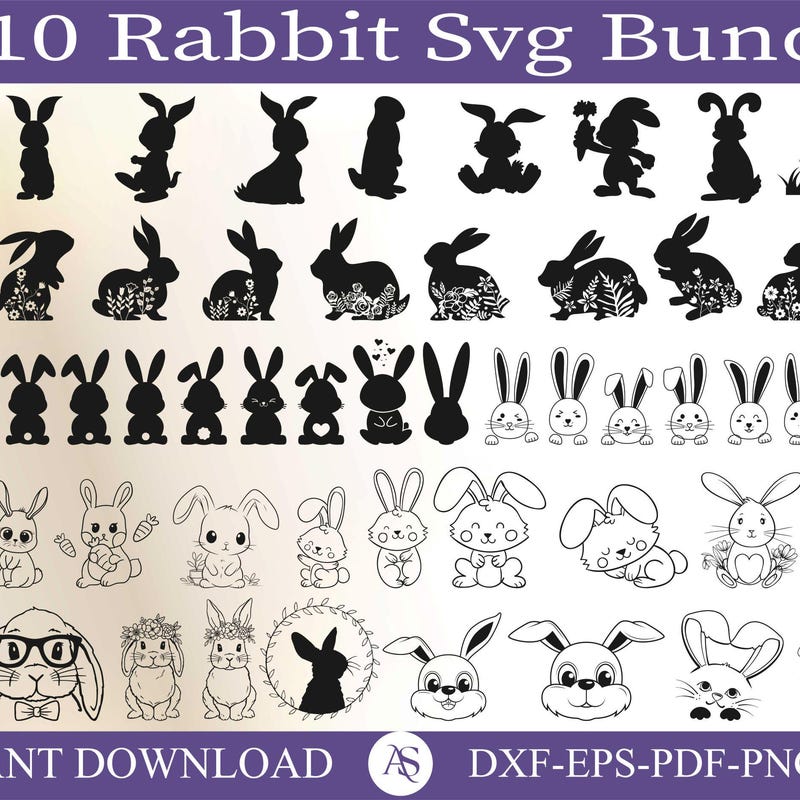Rabbit Svg - Etsy