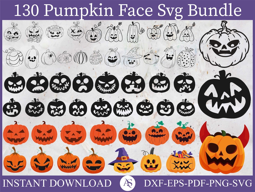 Pumpkin Face SVG Bundle, Pumpkin Face PNG Bundle, Pumpkin Face Clipart ...