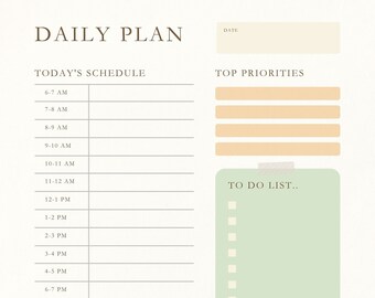 Printable Daily Plan Simple Daily Plan Instant Download PDF A4 Letter ...