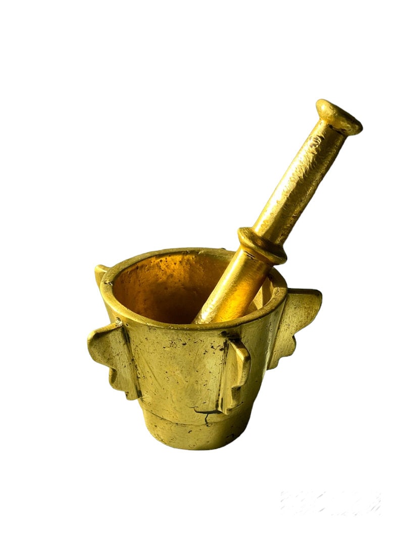 Pure and Heavy Brass Mortar Made by Jewish Artisans in Morocco, Rare ...