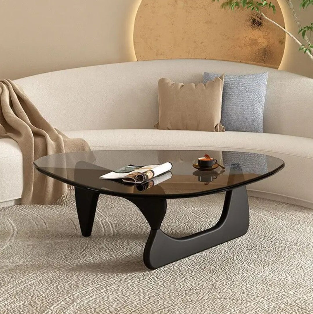 Nordic Tempered Glass Tea Table With Solid Wood Legs - Etsy