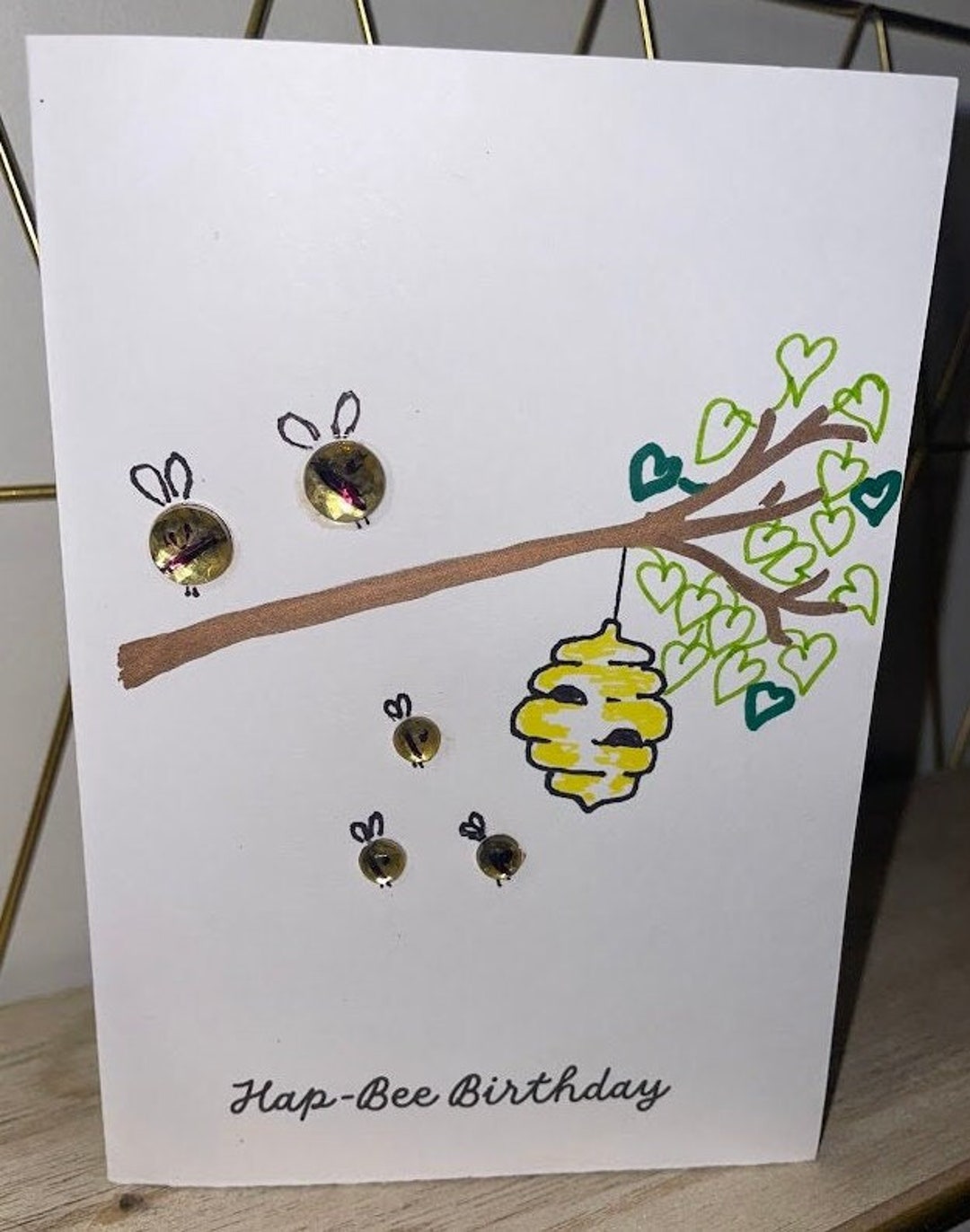 Hand Made Card Bee Card Hap Bee Birthday Birthday Card - Etsy