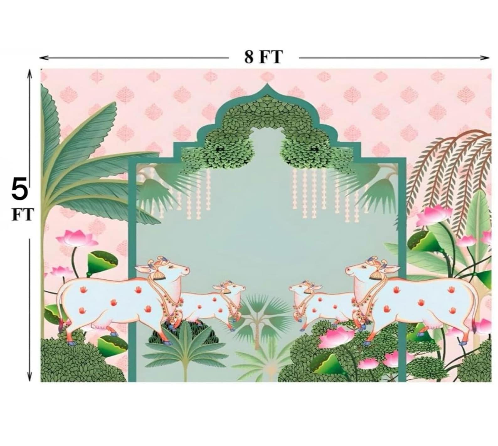 Pichwai Cow Backdrop: Indian Pooja Decor-lotus Design-indian ...