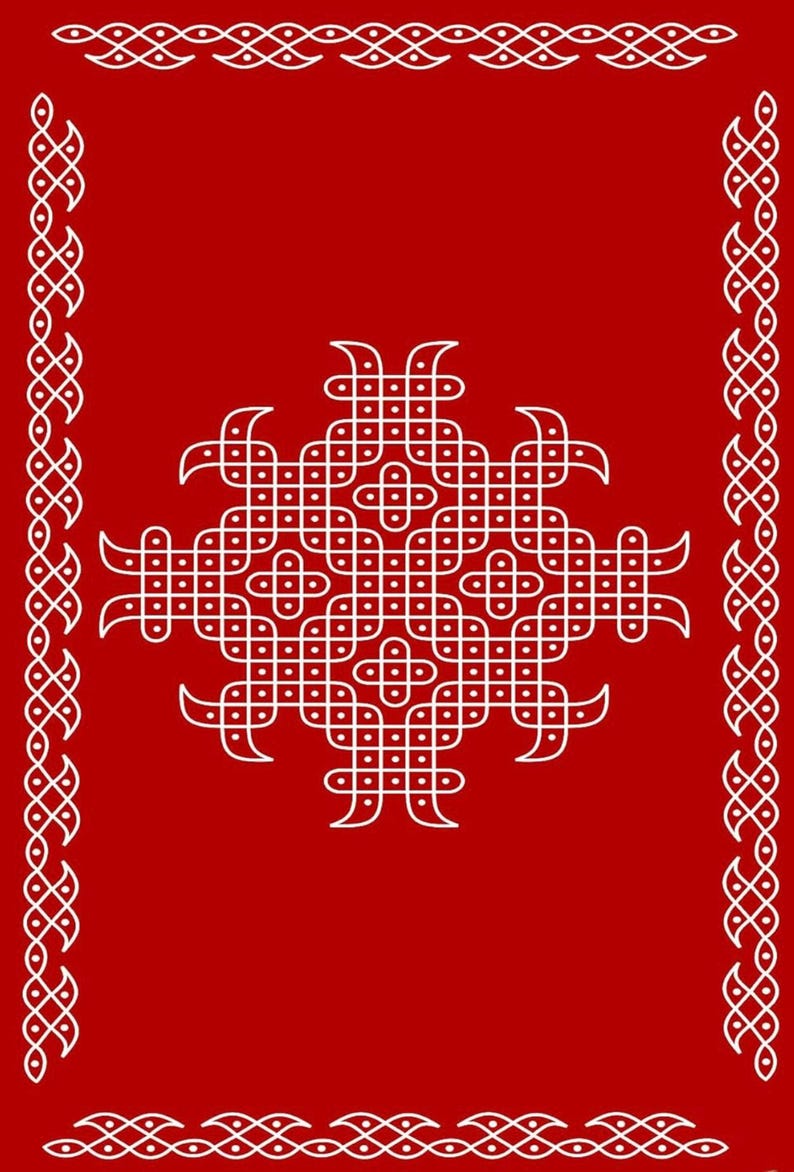Rangoli Kolam Backdrop: Traditional Indian Pooja Decoration, Green/red ...