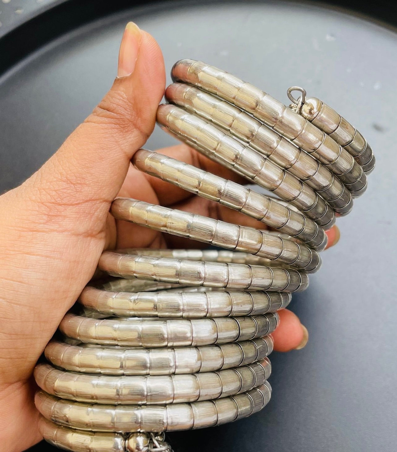 Indian Spiral Bracelet|boho Stacking Bangle|silver Cuff Bangle Bracelet ...