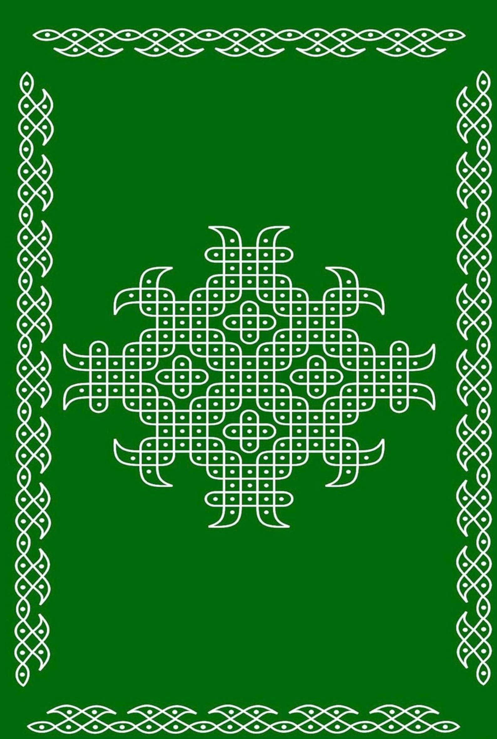 Rangoli Kolam Backdrop Green/red Muggu Backdrop|traditional Indian ...