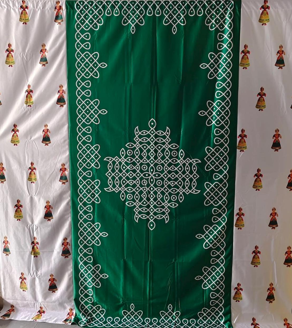 Rangoli Kolam Backdrop Green/red Muggu Backdrop|traditional Indian ...
