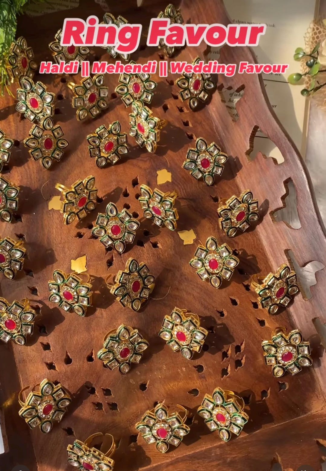 Indian Bracelets Kundan Rings Haldi Decor/mehendi/sangeet/mayoon/dholki ...